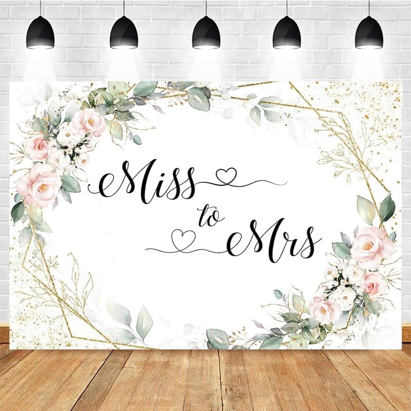 Gender Reveal Photography Background Watercolor Flowers Green Leaf ...