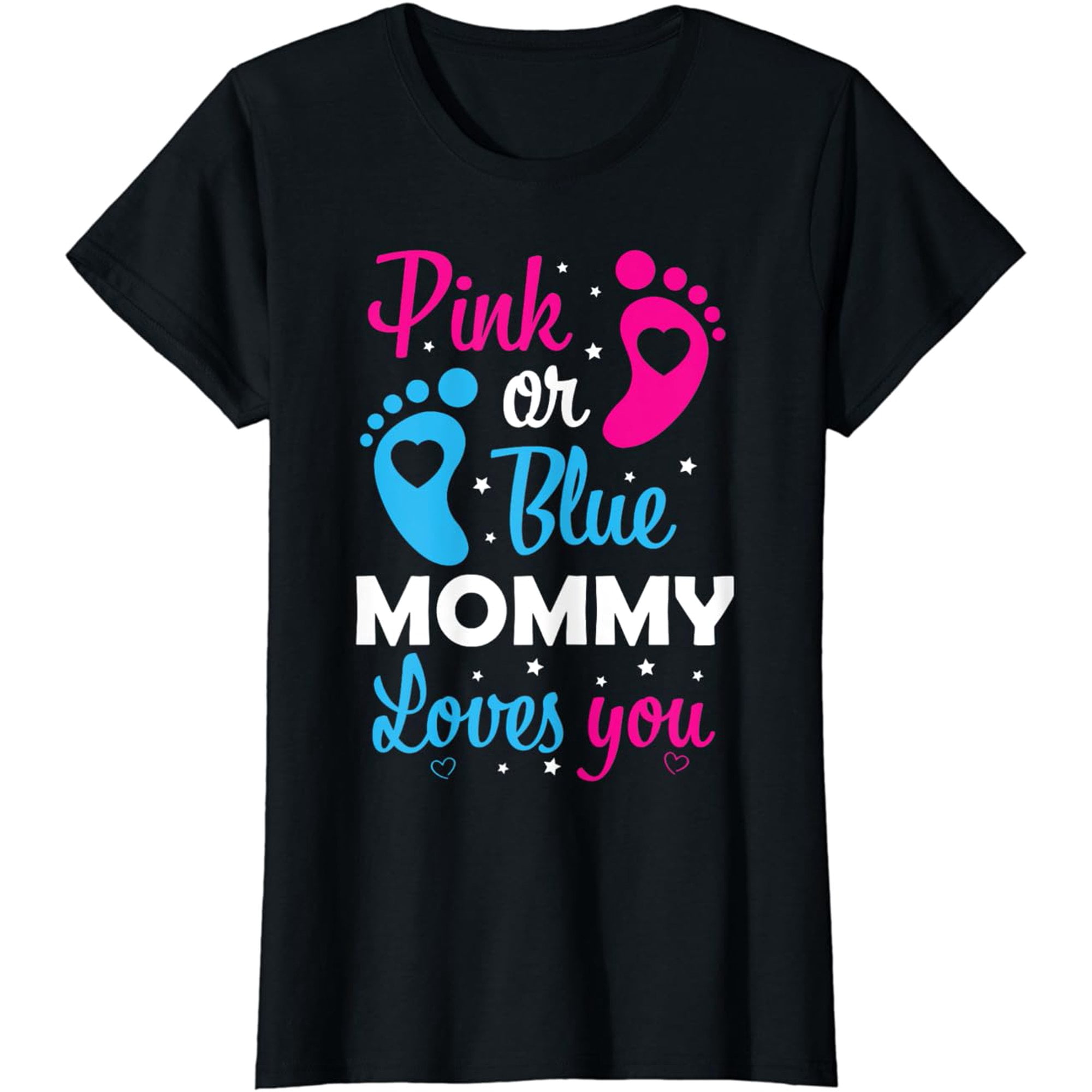 Gender Reveal Pink or Blue Footprints Mommy Short Sleeve Graphic T ...