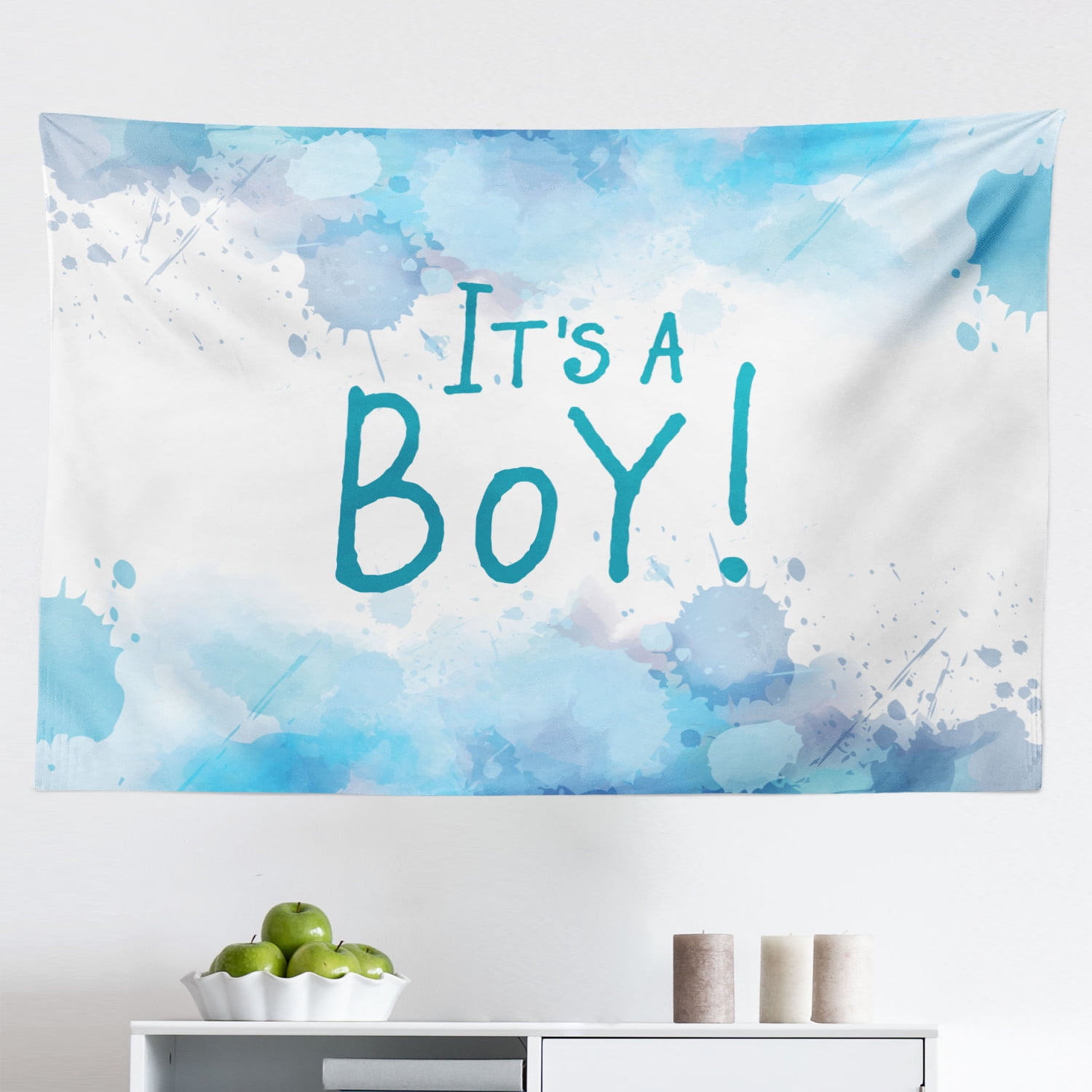 Gender Reveal Tapestry, Hand Written Look Its a Girl Text Watercolor ...
