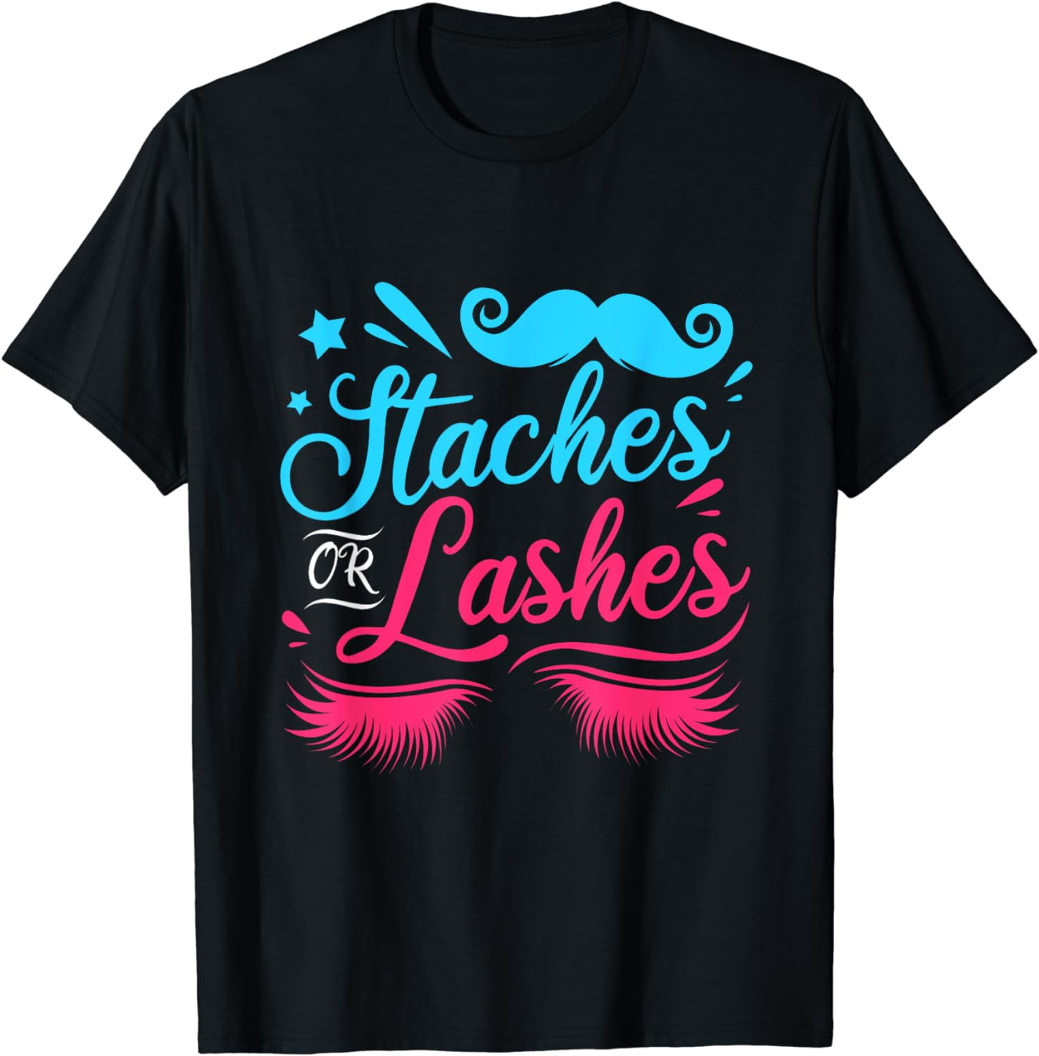 Gender Reveal Team Lashes Or Stashes T-Shirt - Walmart.com