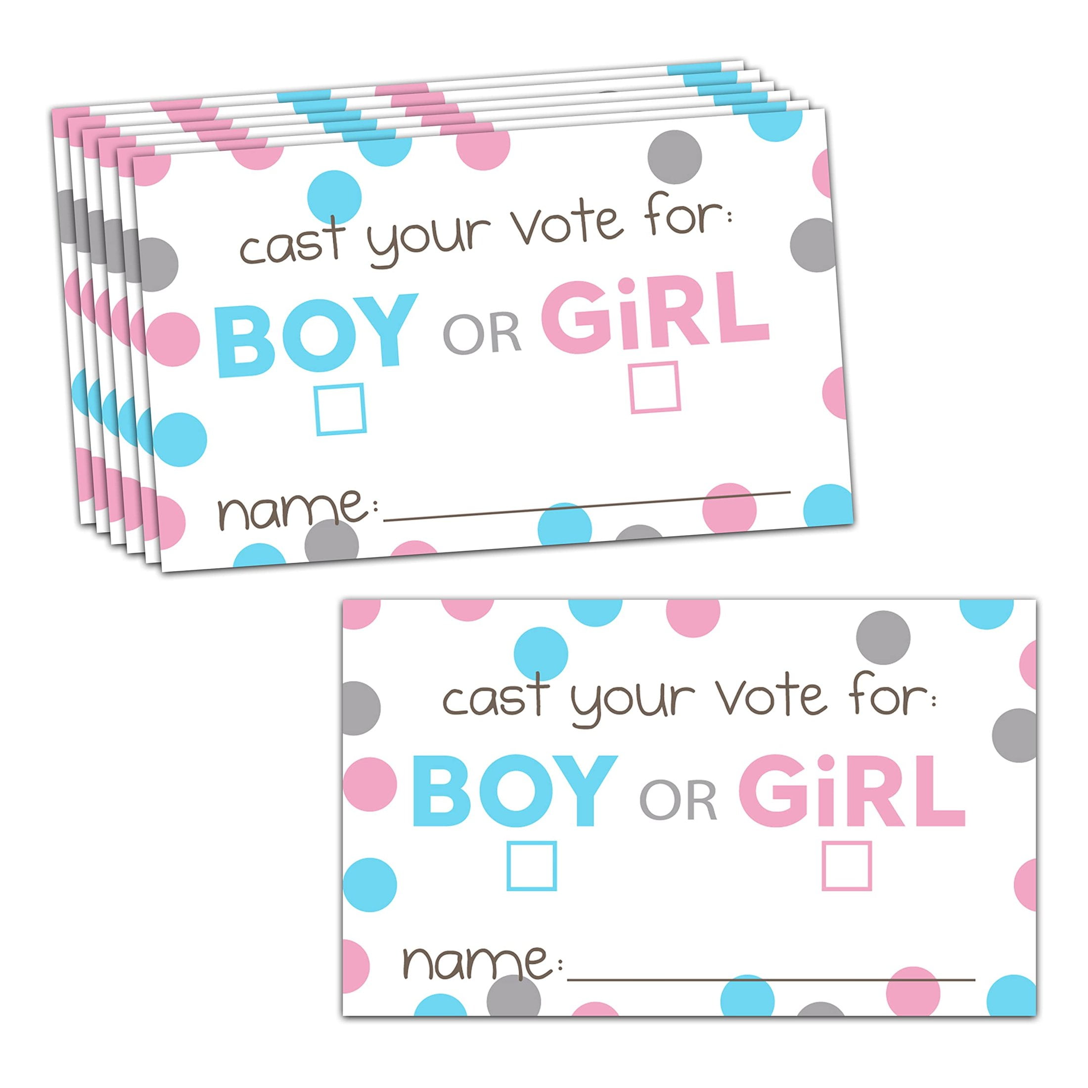 Gender Reveal Voting Cards - Fun Baby Shower Game for Guests to Cast ...
