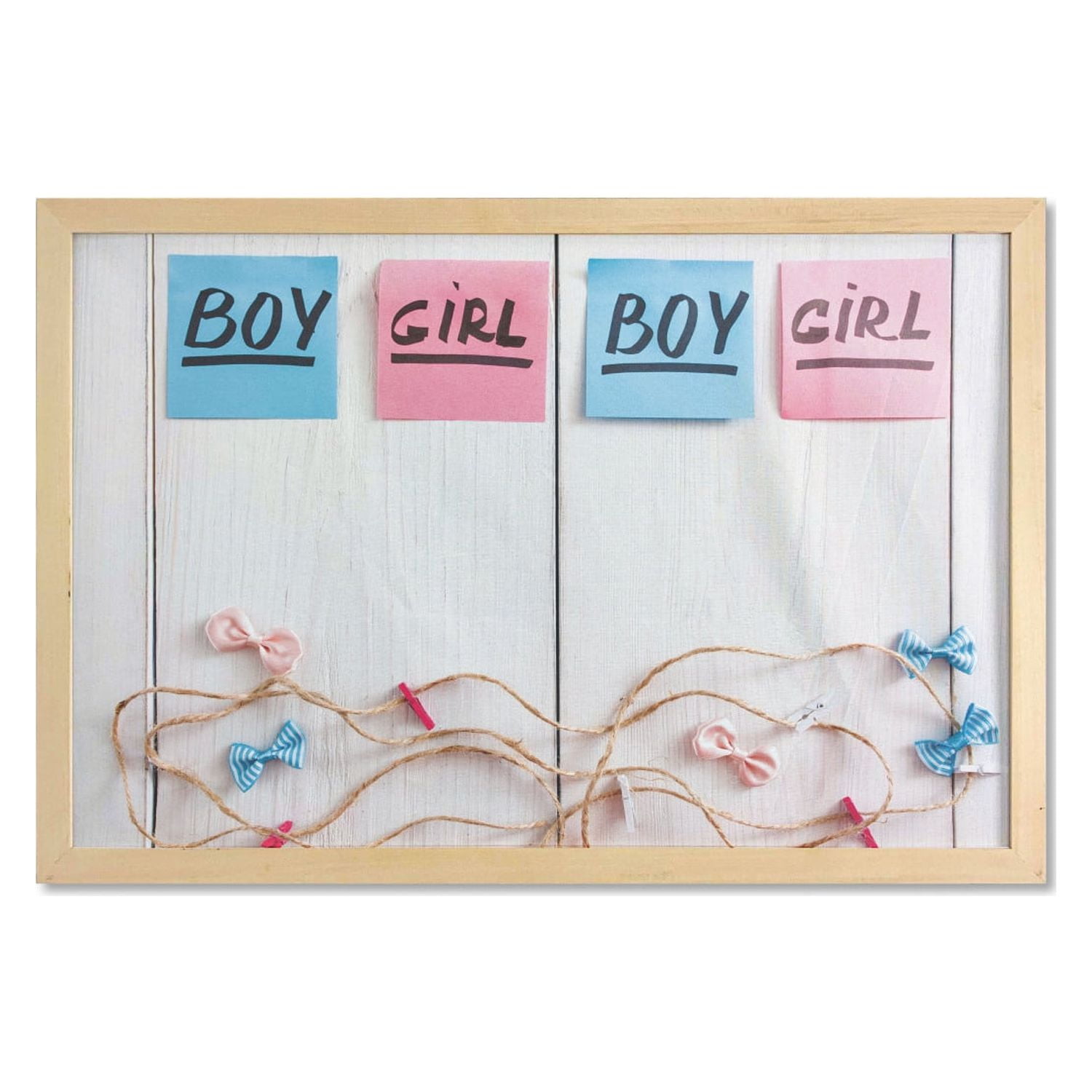 Gender Reveal Wall Art with Frame, Colorful Stickers Garland and ...