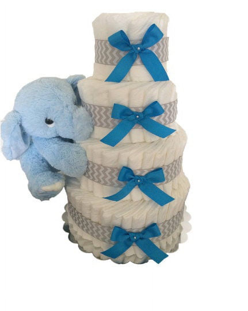 Gender neutral Diaper Cake, Elephant Diaper Cake / Chevron Elephant ...