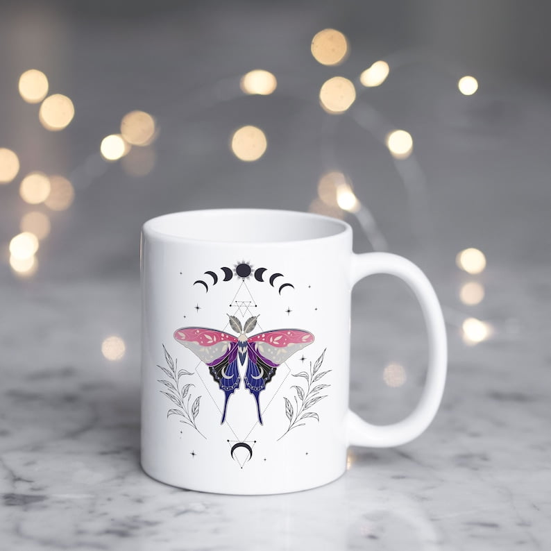 Genderfluid Pride Coffee Mug, Gender Fluid Pride Flag Gift, Non-Binary, Luna Moth - Walmart.com