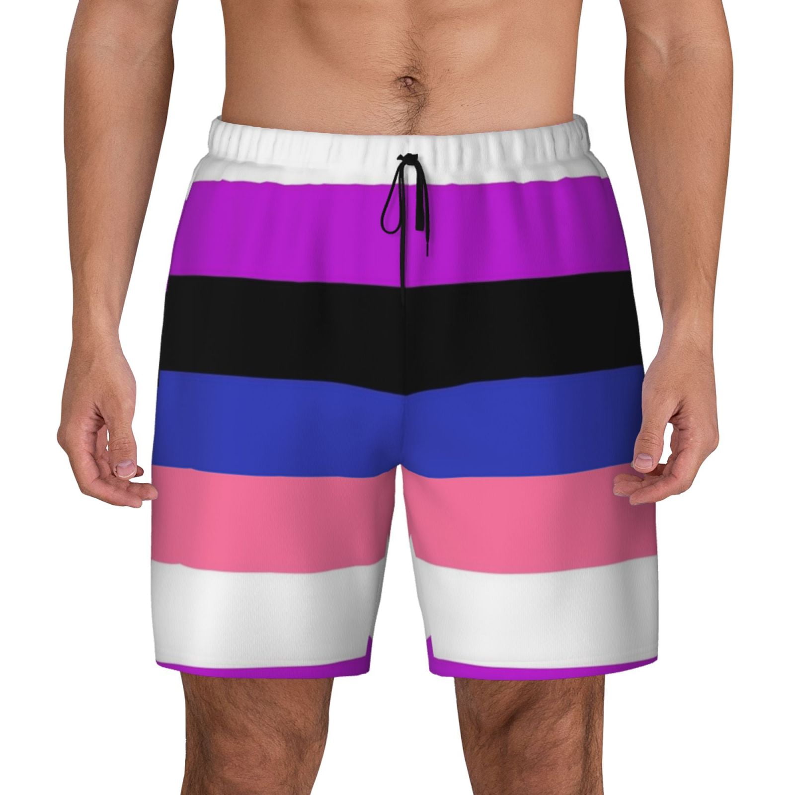 Genderfluid Pride Flag Mens Swim Trunks With Compression Liner With ...