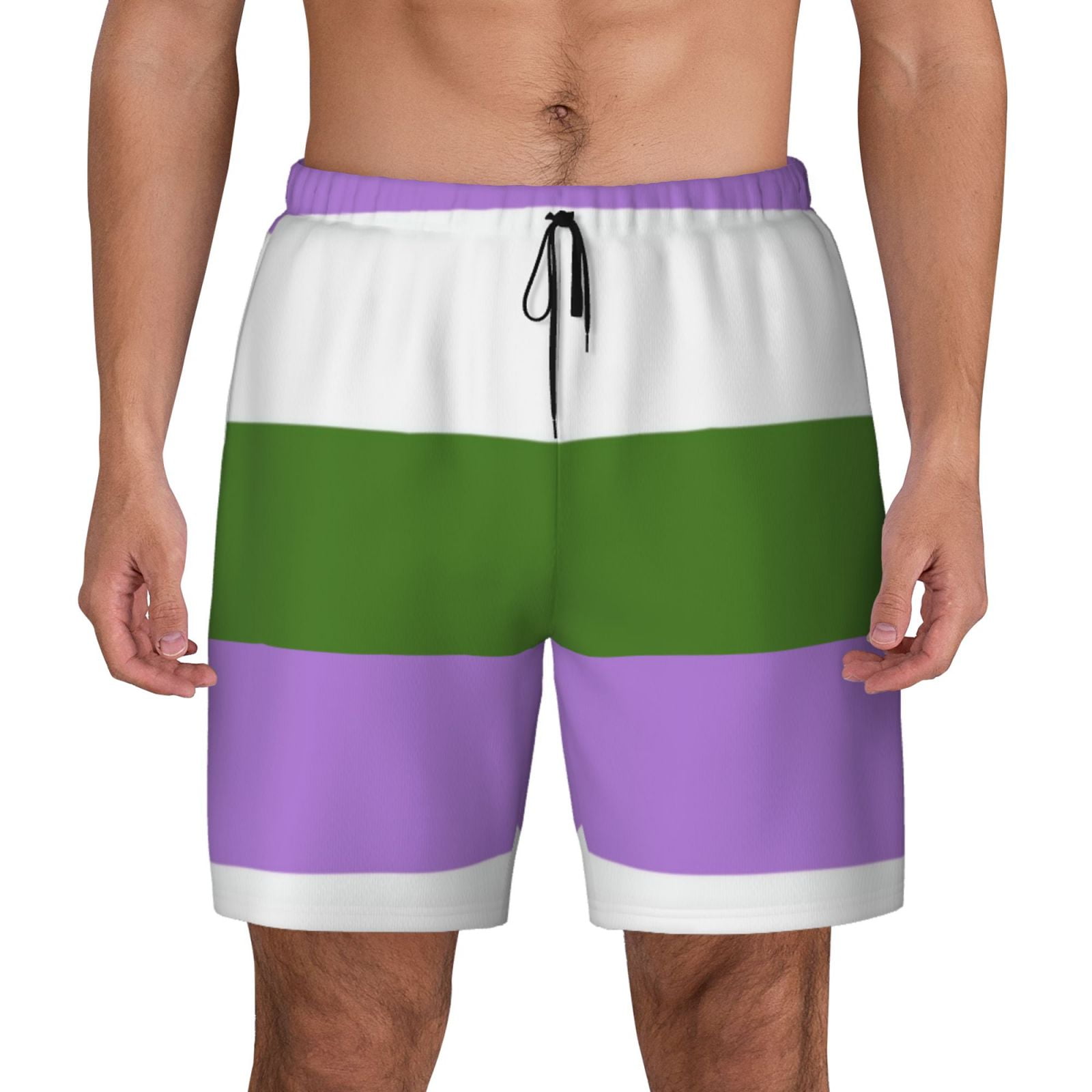 Genderqueer Pride Lgbtq Flag Mens Swim Trunks With Compression Liner ...