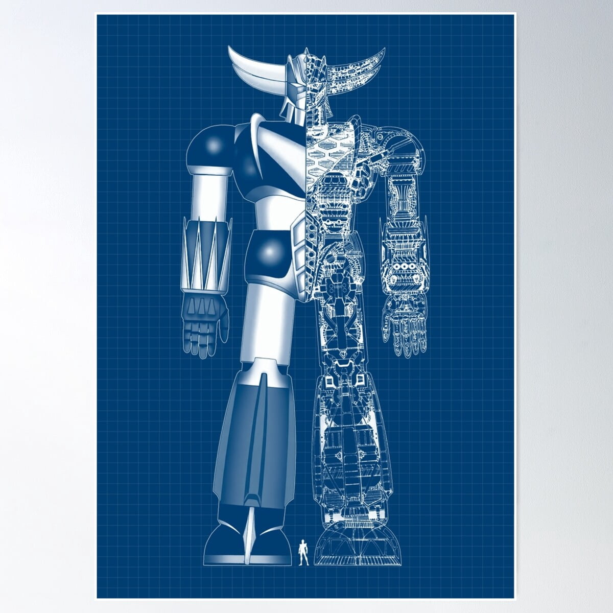 Gendizer Robot Blueprint Plan Poster Wall Art, Modern Wall Decor For ...