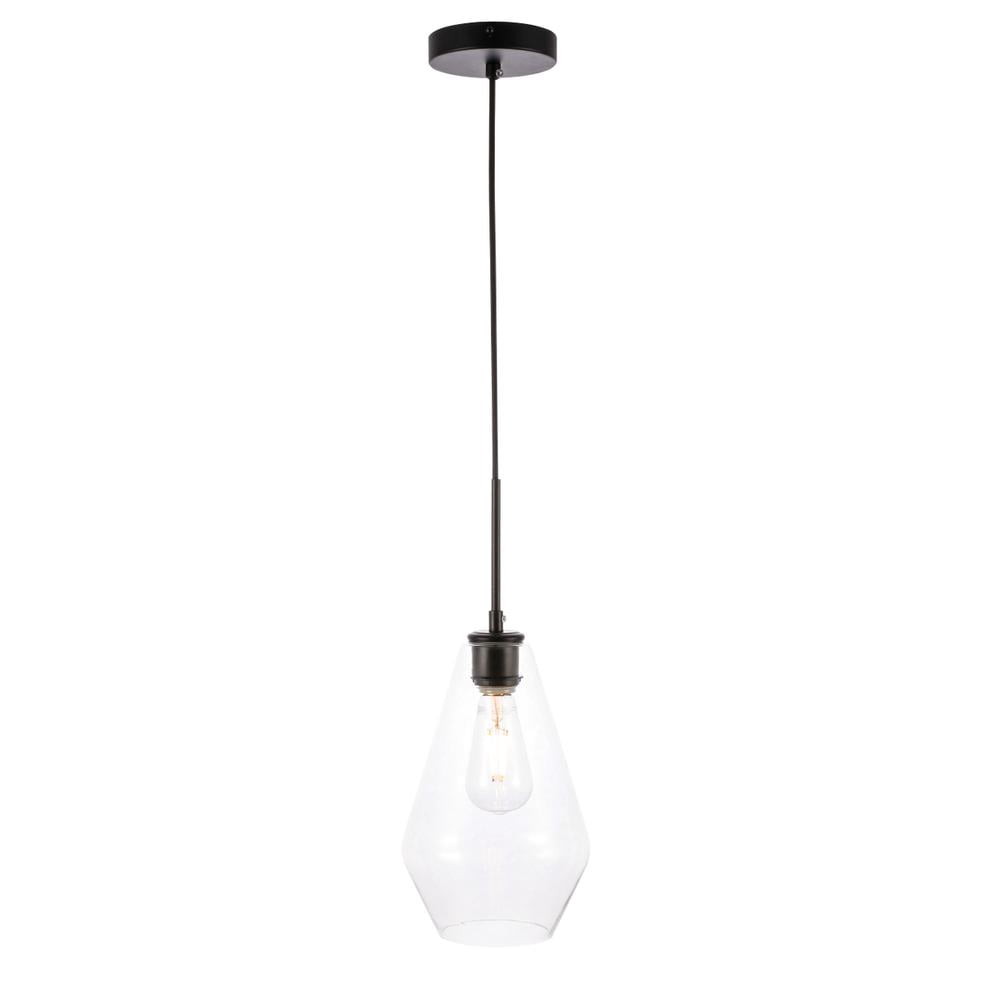 Gene 1 light Black and Clear glass pendant - Walmart Business Supplies