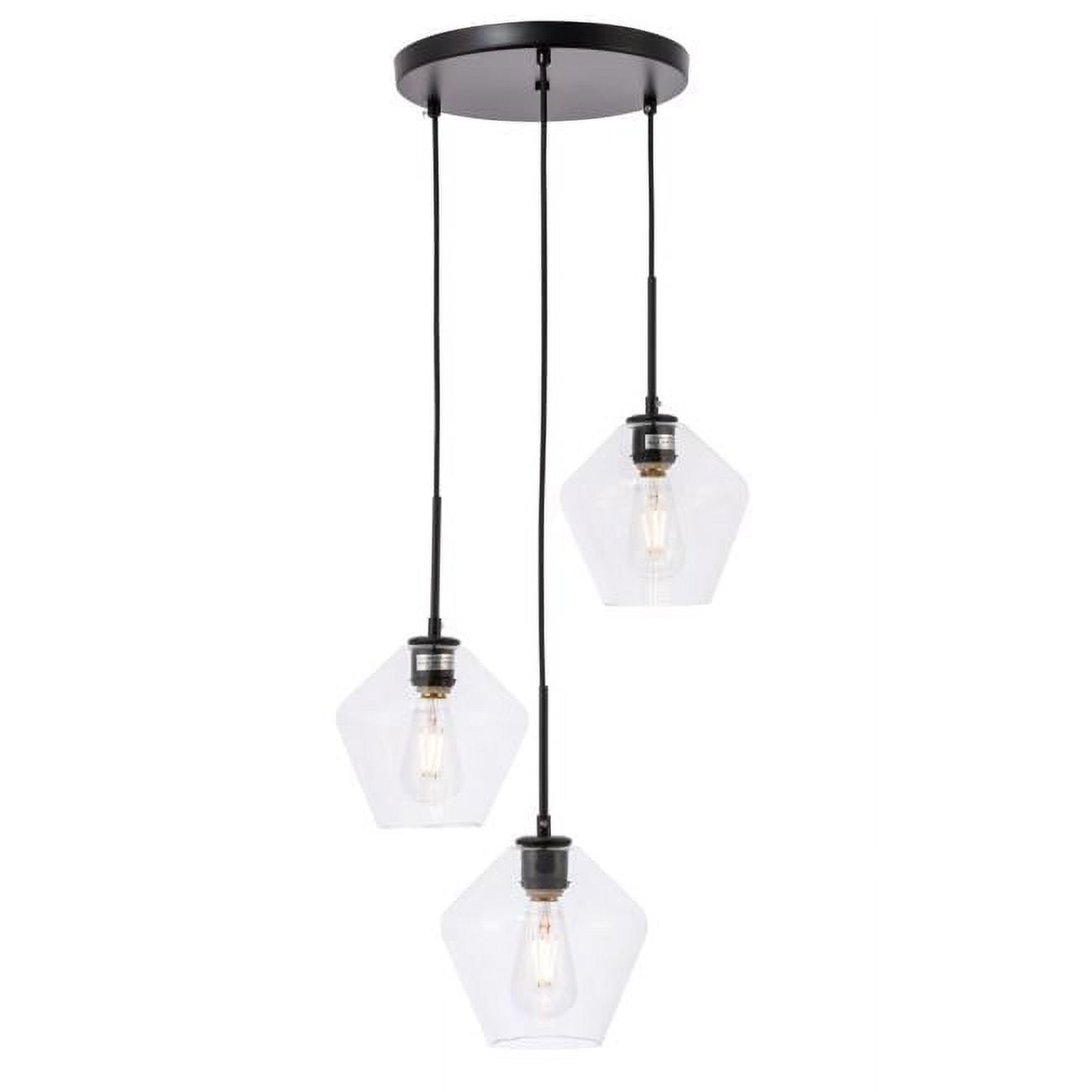 Gene 3 light Black and Clear glass pendant - Walmart.com