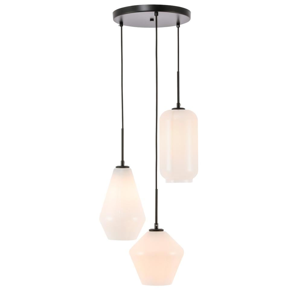 Gene 3 light Black and Frosted white glass pendant - Walmart.com
