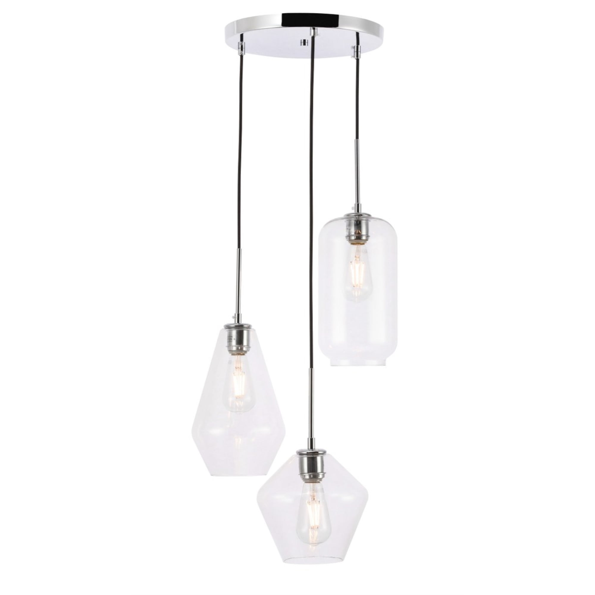 Gene 3 light Chrome and Clear glass pendant - Walmart.com
