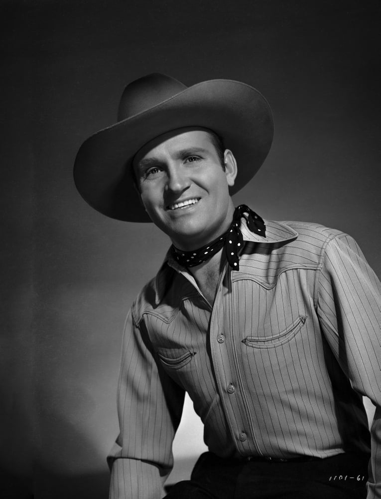 Gene Autry wearing Cowboy Outfit, Posed in Striped Shirt Photo Print ...