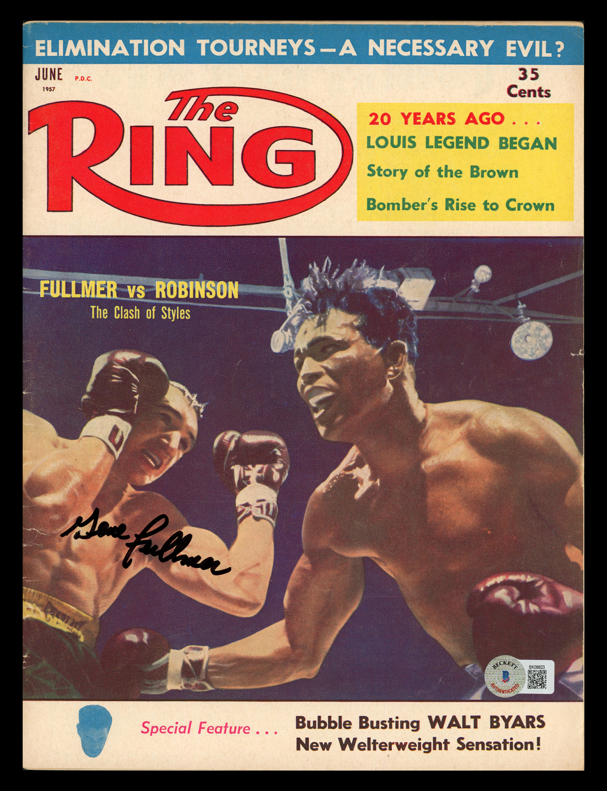 Gene Fullmer Autographed Ring Magazine Beckett BAS QR #BK08823 ...