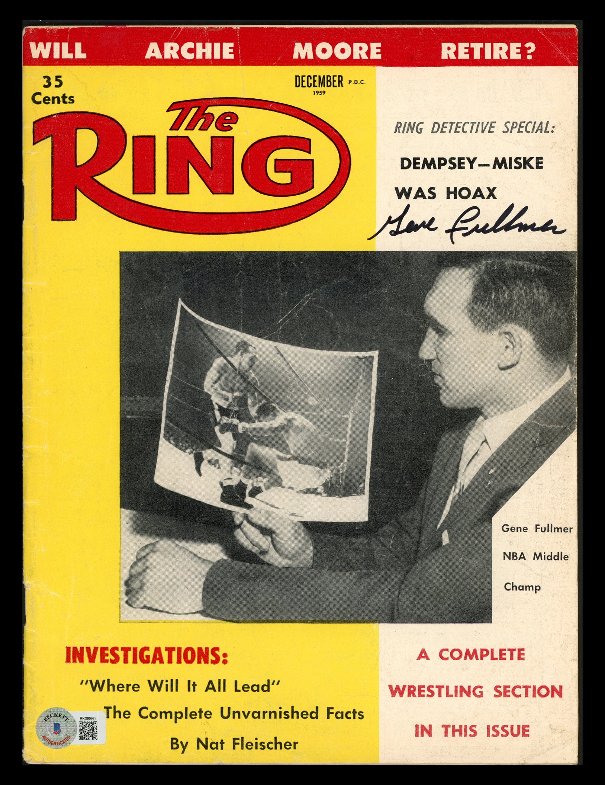 Gene Fullmer Autographed Ring Magazine Beckett BAS QR #BK08850 ...