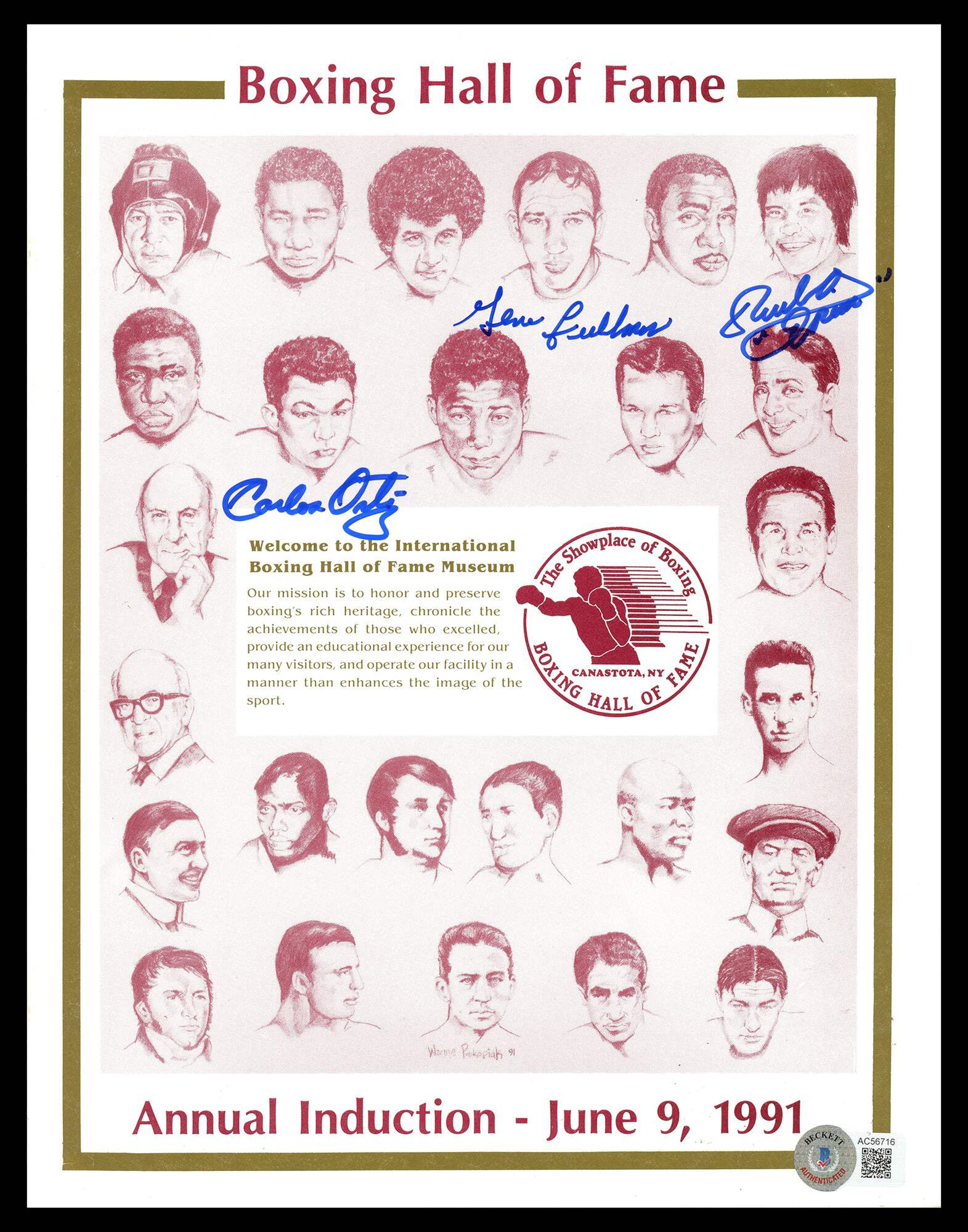 Gene Fullmer, Ruben Olivares Carlos Ortiz Autographed Boxing Hall of ...