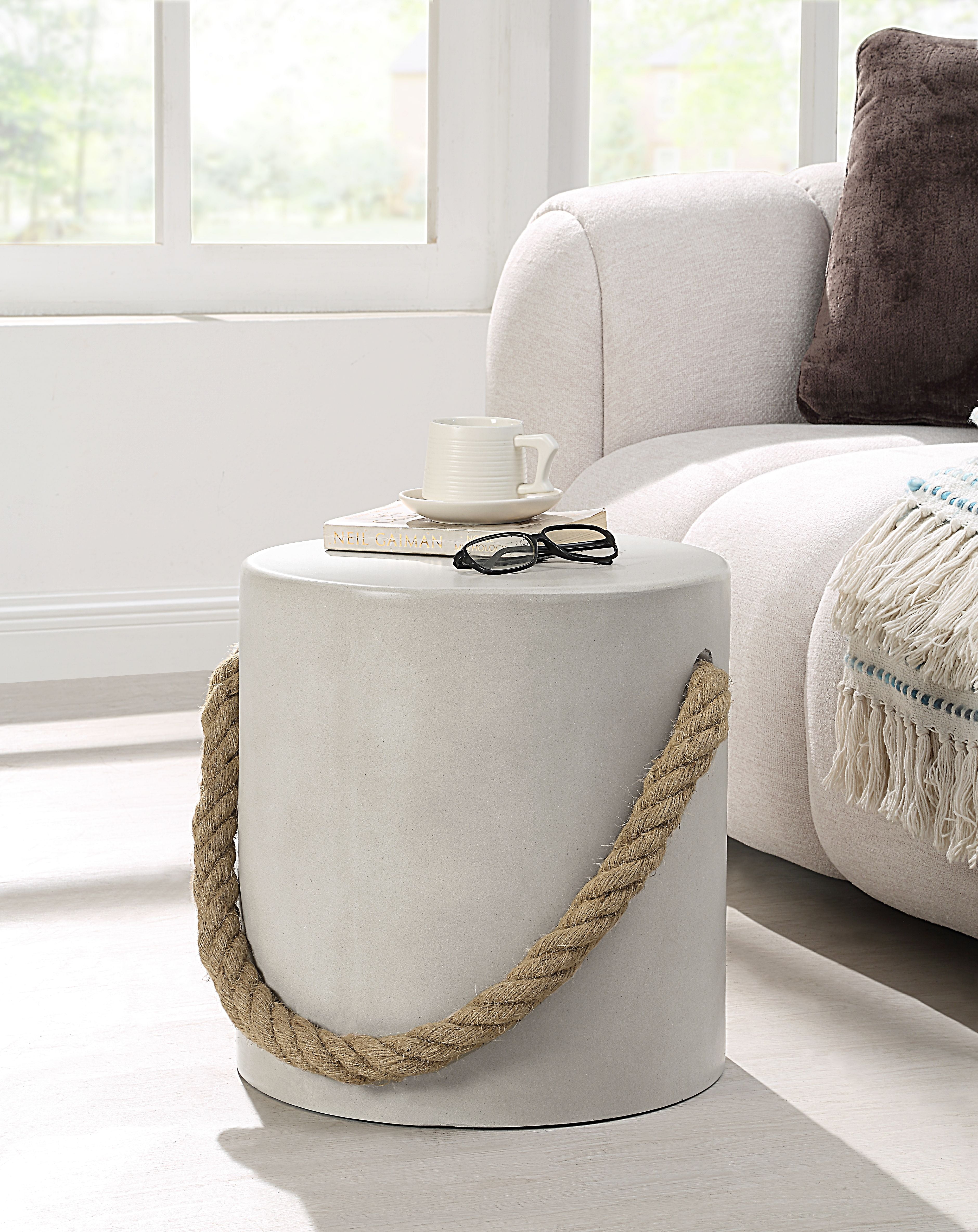 Gene Natural Gray Finish Fiber Concrete Accent Table,Gray Engineered ...