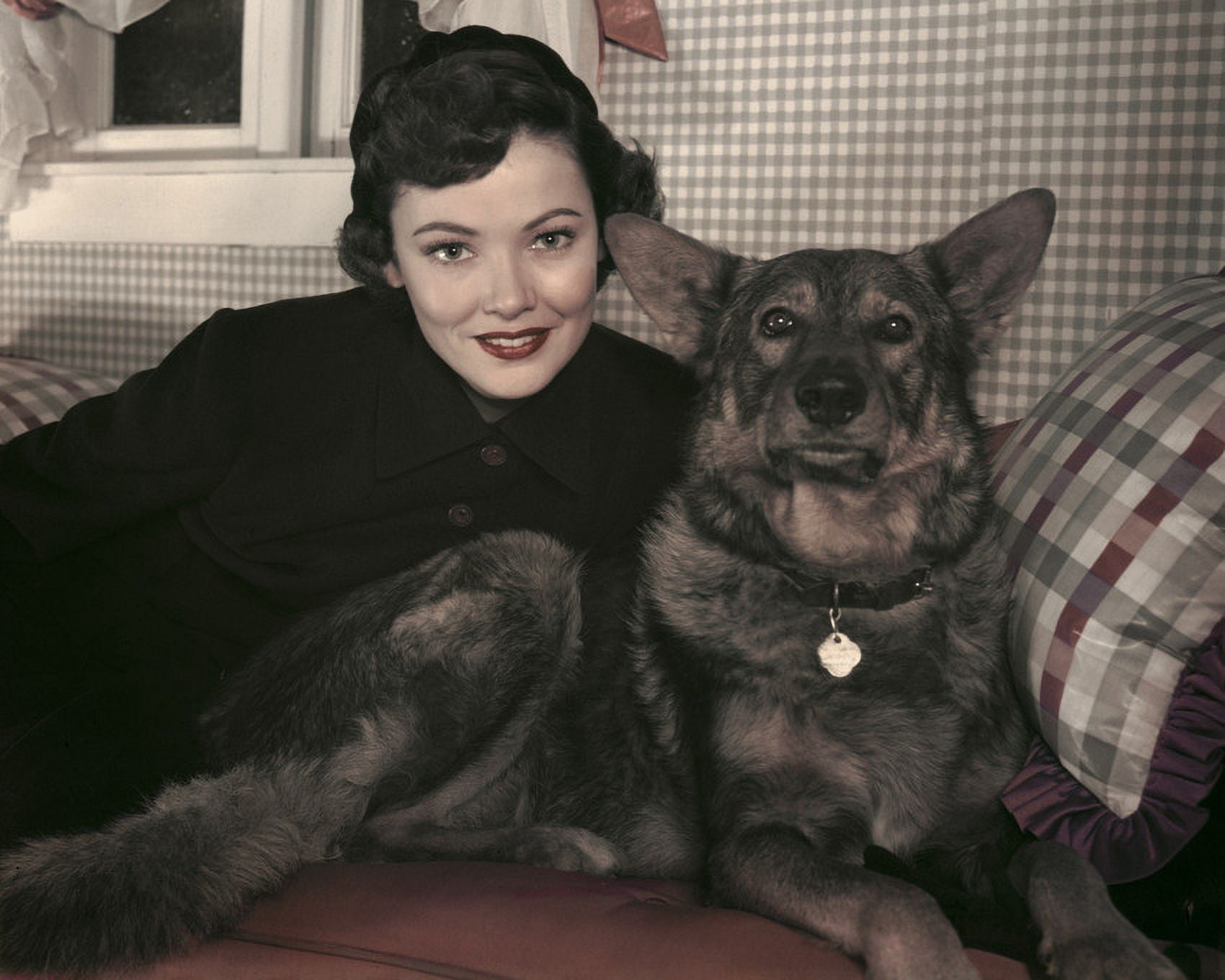 Gene Tierney Vintage Rare Portrait With Her Pet Dog 24X36 Classic ...