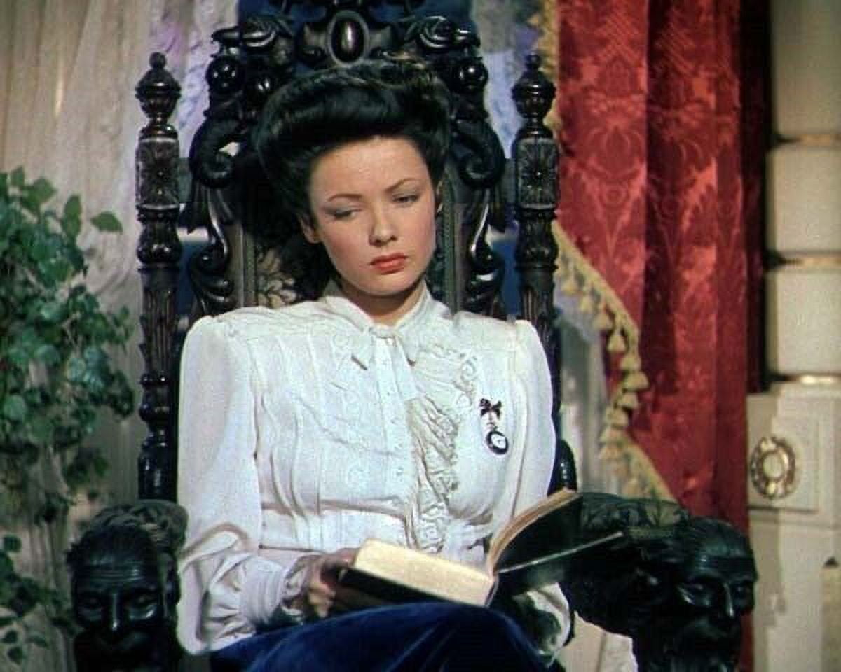 Gene Tierney sitting in chair reading book 1943 Heaven Can Wait 5x7 ...