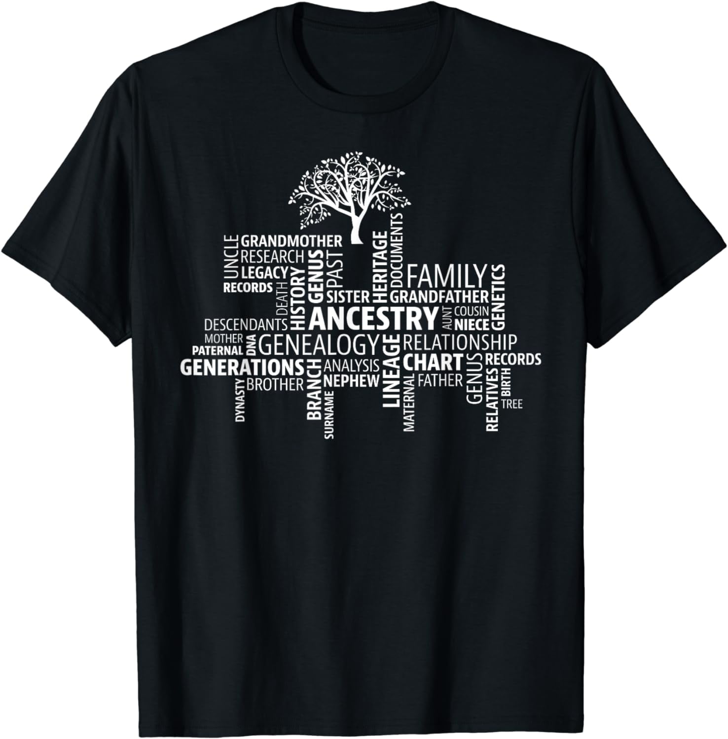 Genealogy, Ancestry, Word Cloud T-shirt Research your family - Walmart.com