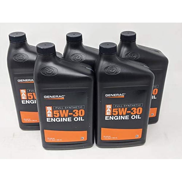 Generac 5-Pack Full Synthetic Motor Oil 5W-30 SN Quart Bottle Part ...