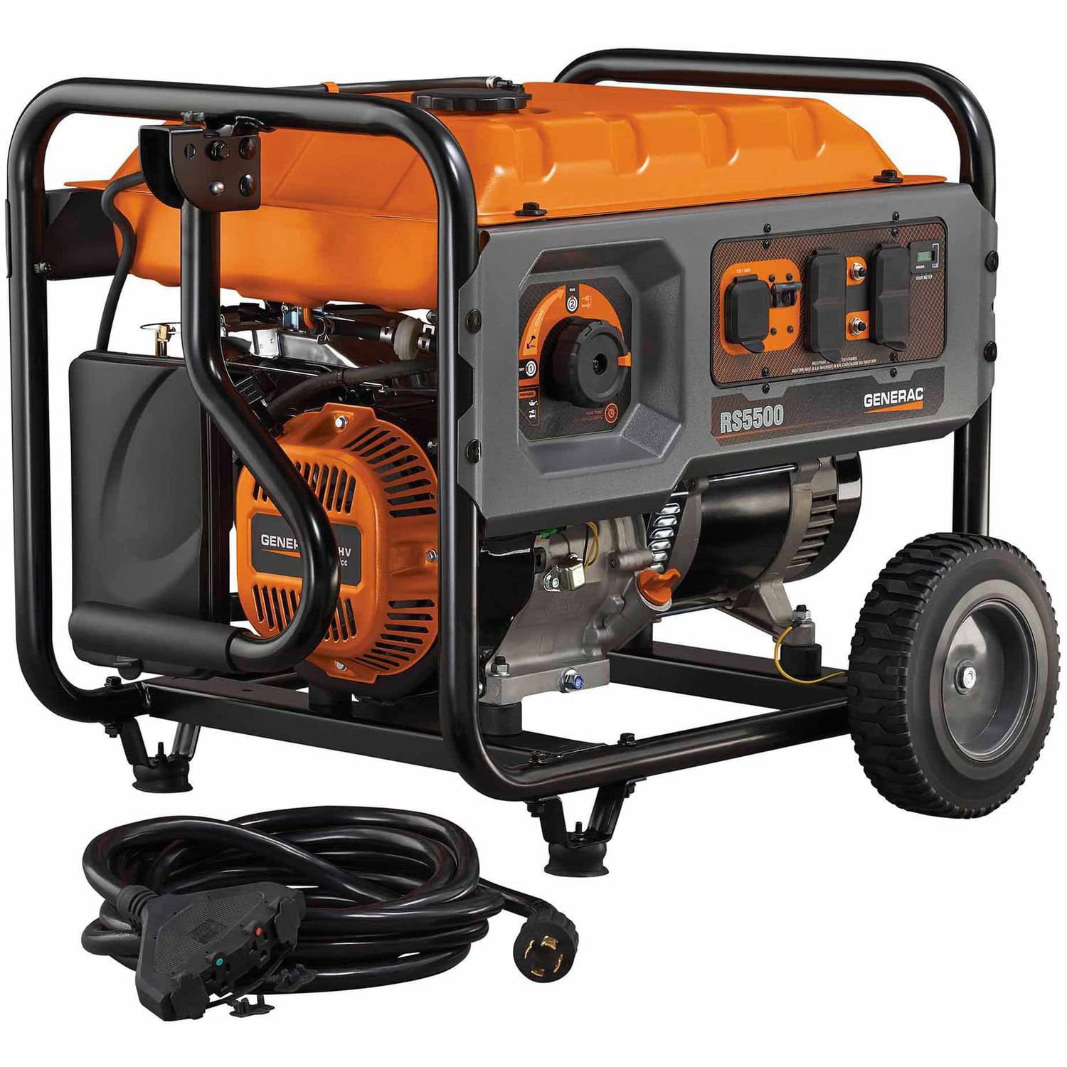 Generac 6672- 5500 Watt Gas Powered Portable Generator with Rapid Start ...