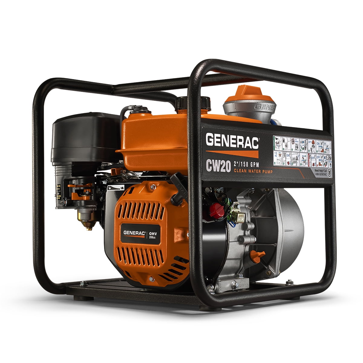 Generac 6918 2" Gas Powered Portable Clean Water Pump - 49ST/CSA ...