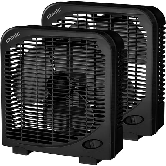 General 2 Packs 10" Tabletop Box Fan, 2 Speeds, Quiet Table Fans with ...