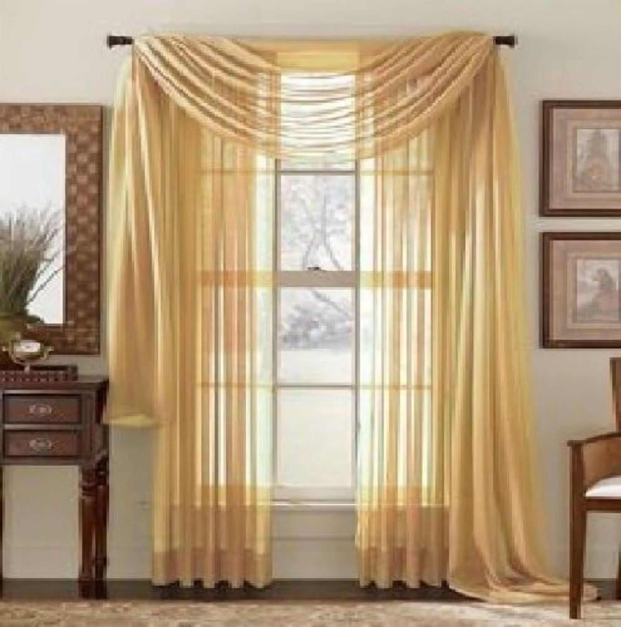 General 2-Piece Sheer Panel with 2inch Rod Pocket - Window Curtains 60 ...