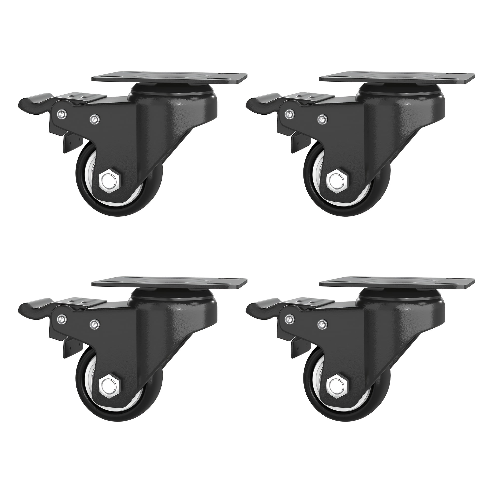 General 4pcs Heavy-Duty 2/3/4/5-Inch Swivel Casters with Brakes, High ...