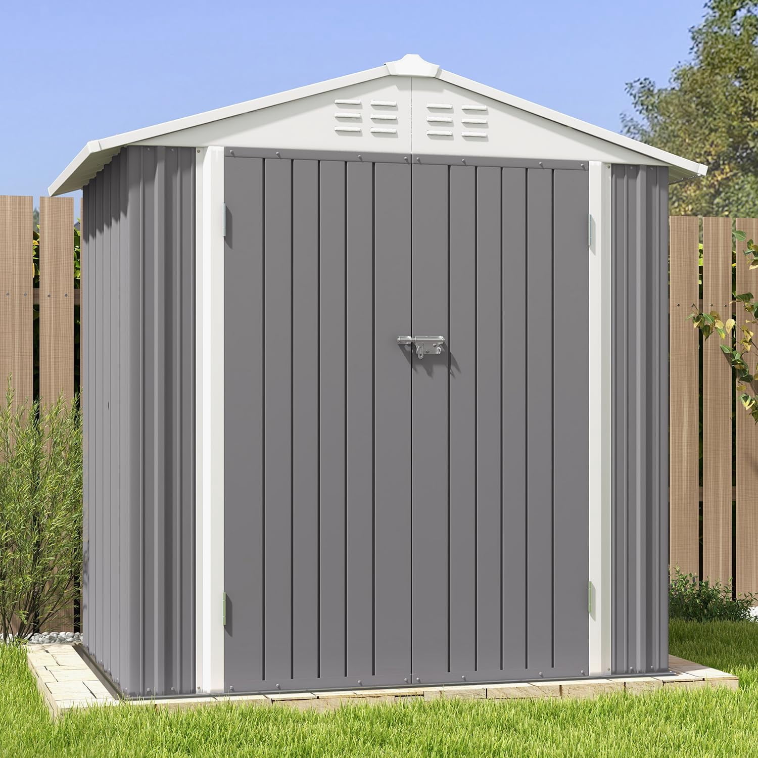 General 6x4 FT Outdoor Storage Shed, Water-Resistance Metal Outdoor ...