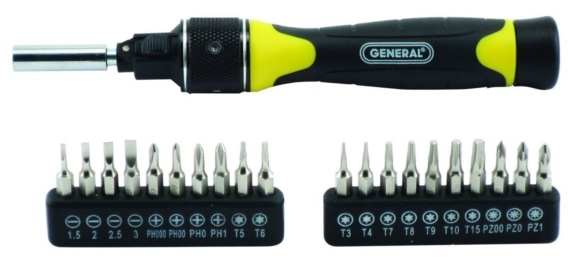 General 70210 Ratcheting Multi-Bit Screwdriver Set, 20 Piece, Each ...
