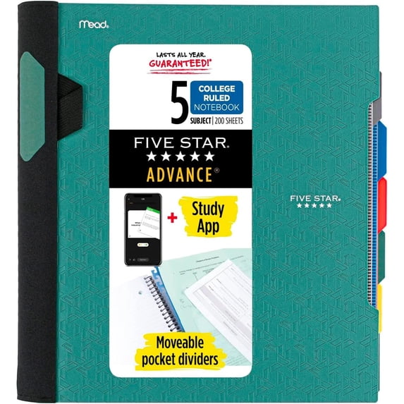 General Advance Spiral Notebook + Study App, 5 Subject, College Ruled ...