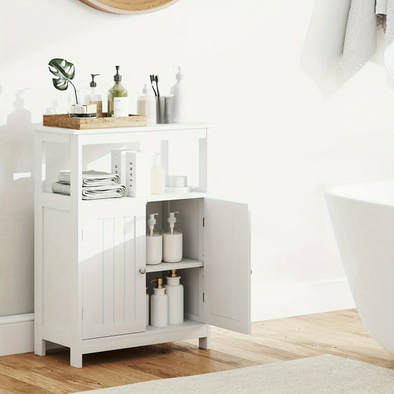 General Bathroom Storage Cabinet, Floor Storage Organizer with 2 Doors ...