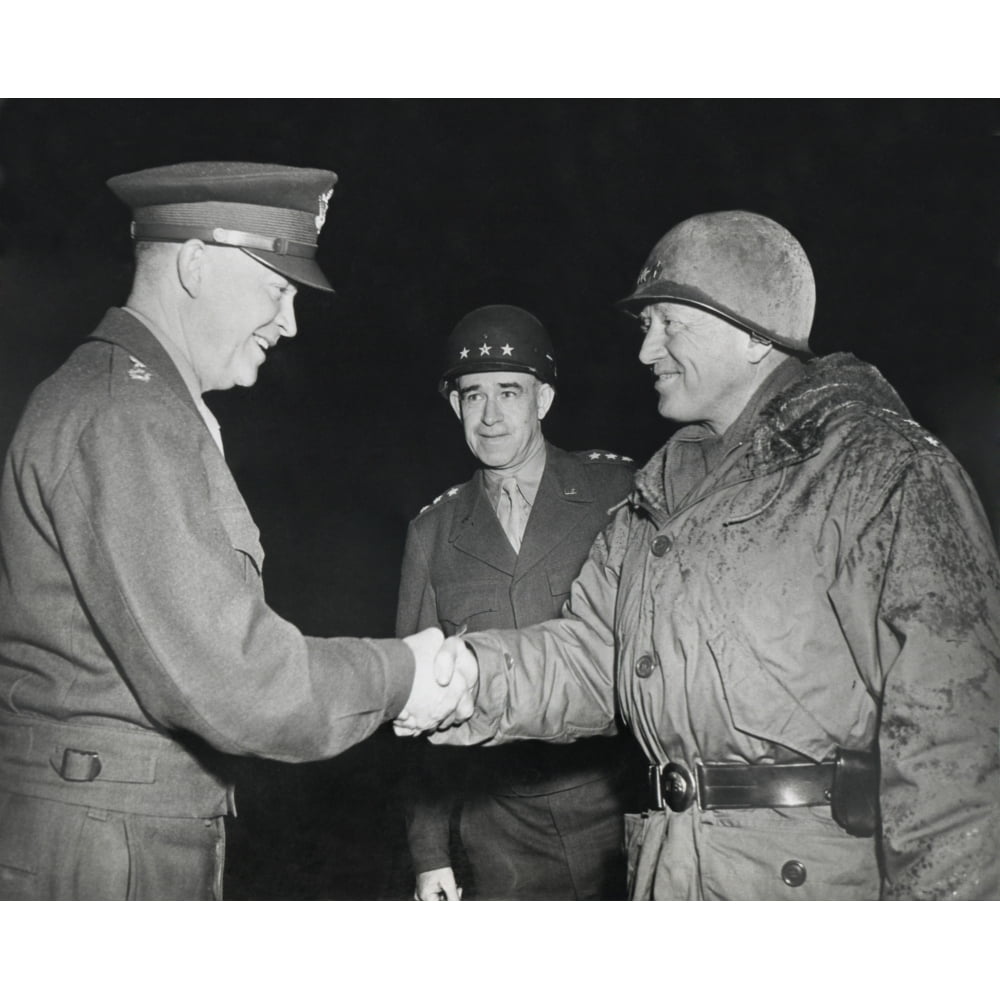 General Dwight Eisenhower Shakes Hands With Gen. George Patton At The ...