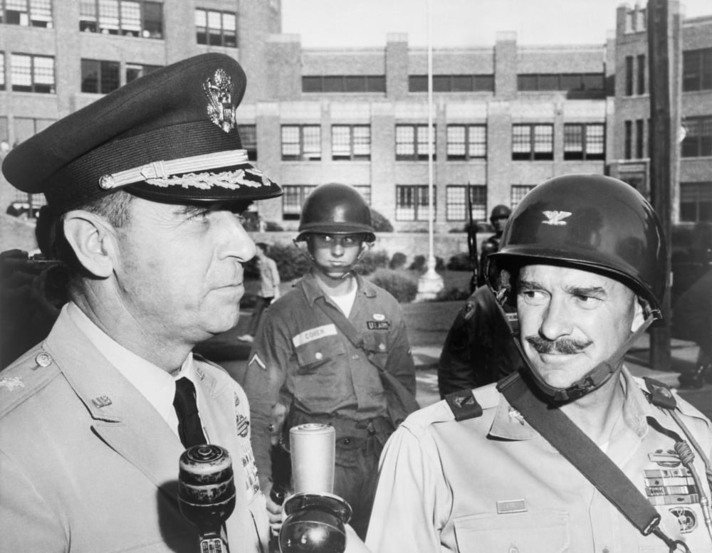 General Edwin Walker (Left) With Col. William Kuhn Outside Central High ...