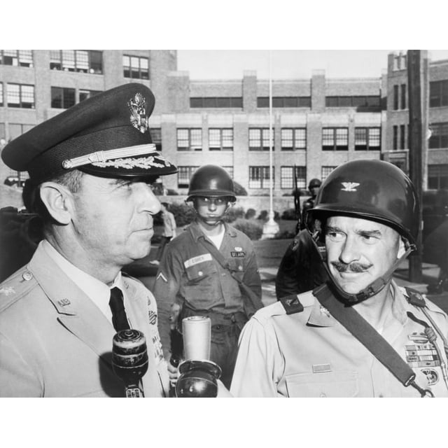 General Edwin Walker (Left) With Col. William Kuhn Outside Central High ...
