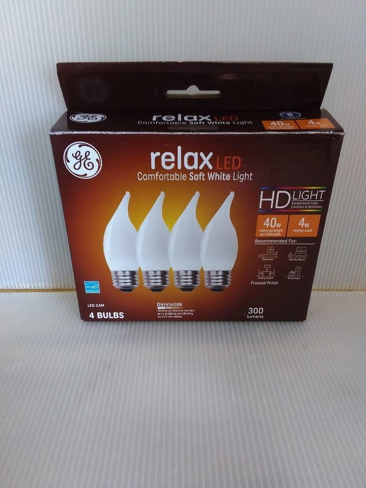 GE Lighting Relax LED HD Decorative Light Bulbs, Dimmable, Frosted ...