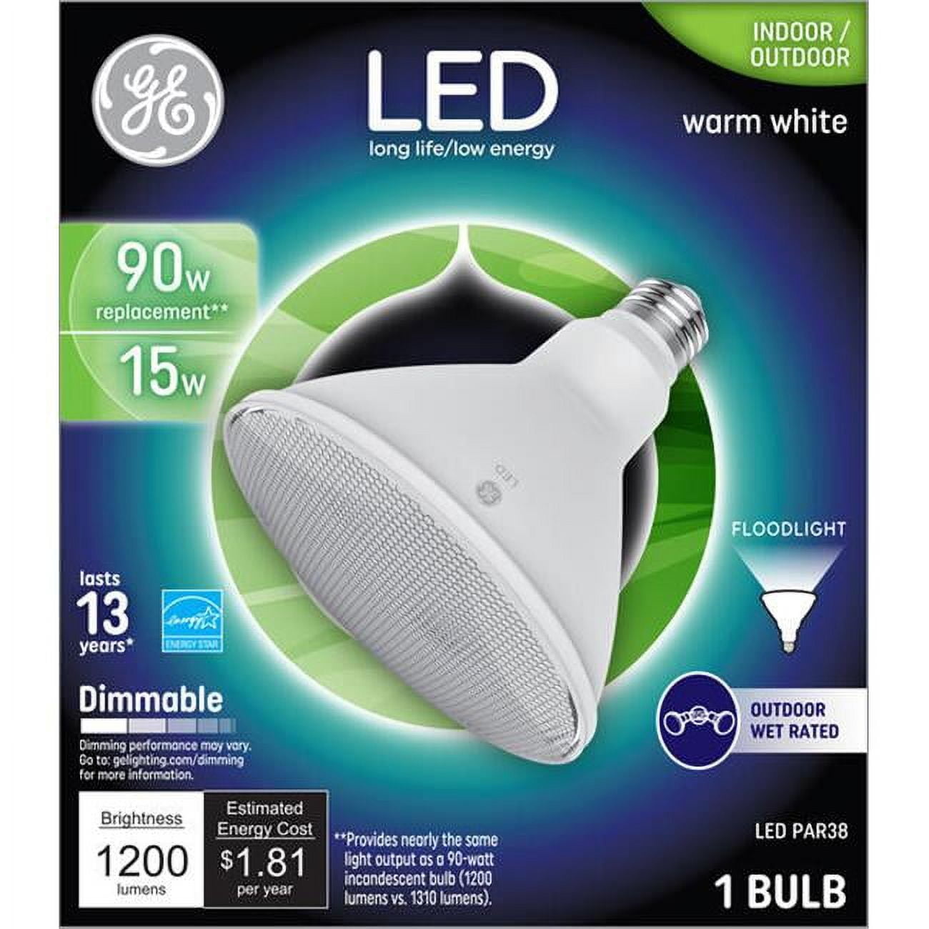 General Electric 93130310 15W LED Par38 Light Blubs, Warm White - 90W ...