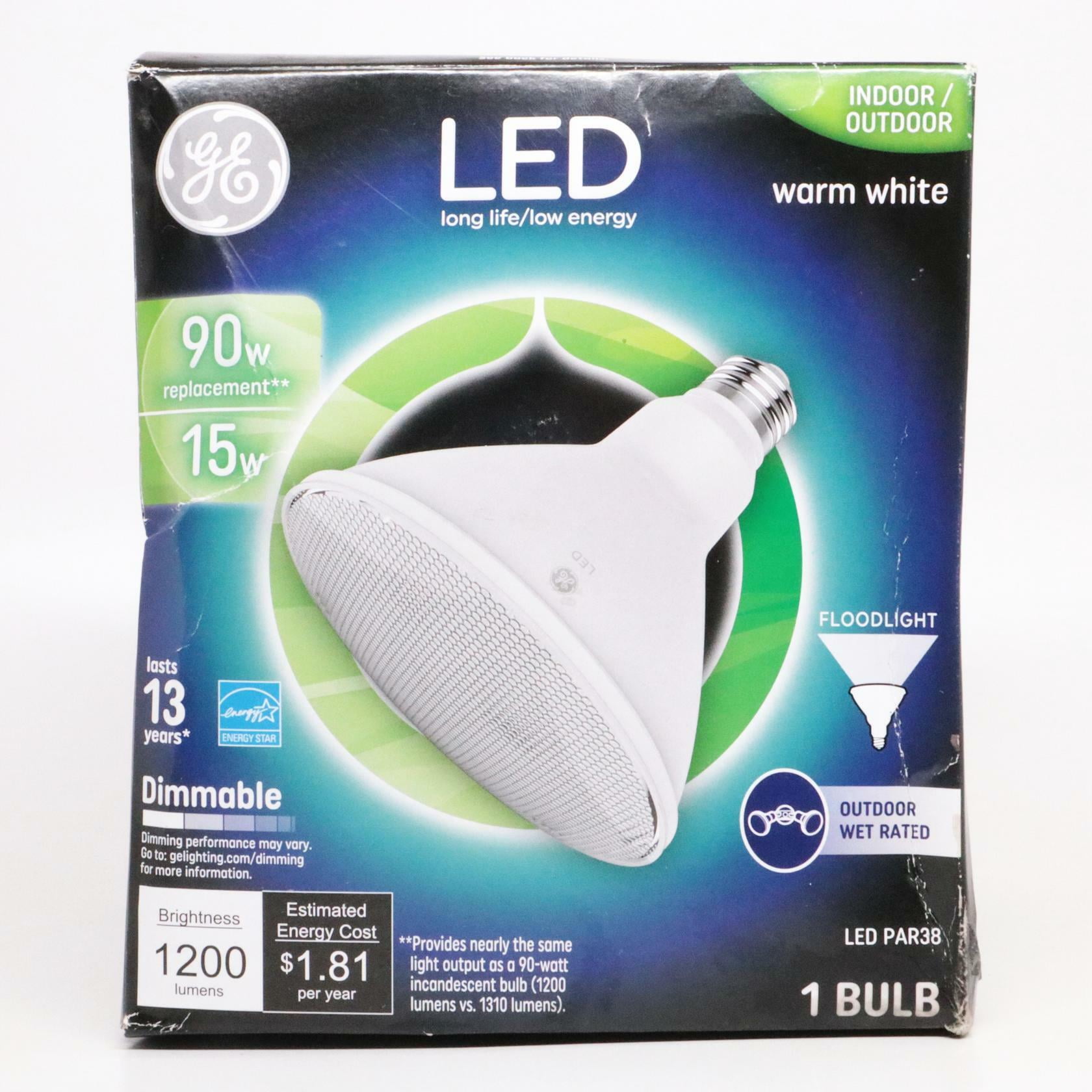 General Electric 93130310 15W LED Par38 Light Blubs, Warm White - 90W ...