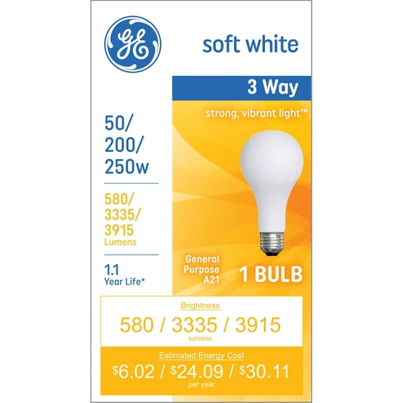 General Electric Soft White Light Bulbs 50/200/250W Soft White General ...