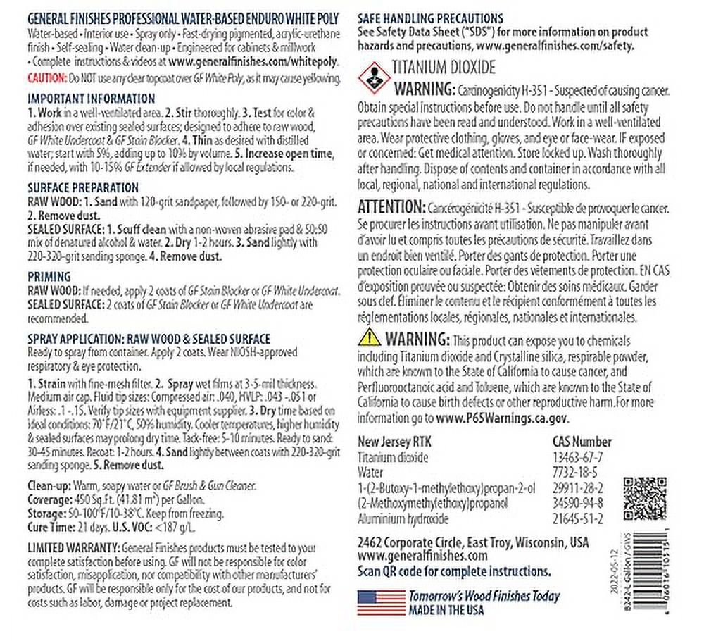 General Finishes Water Based White Poly, 1 Gallon, Satin - Walmart.com