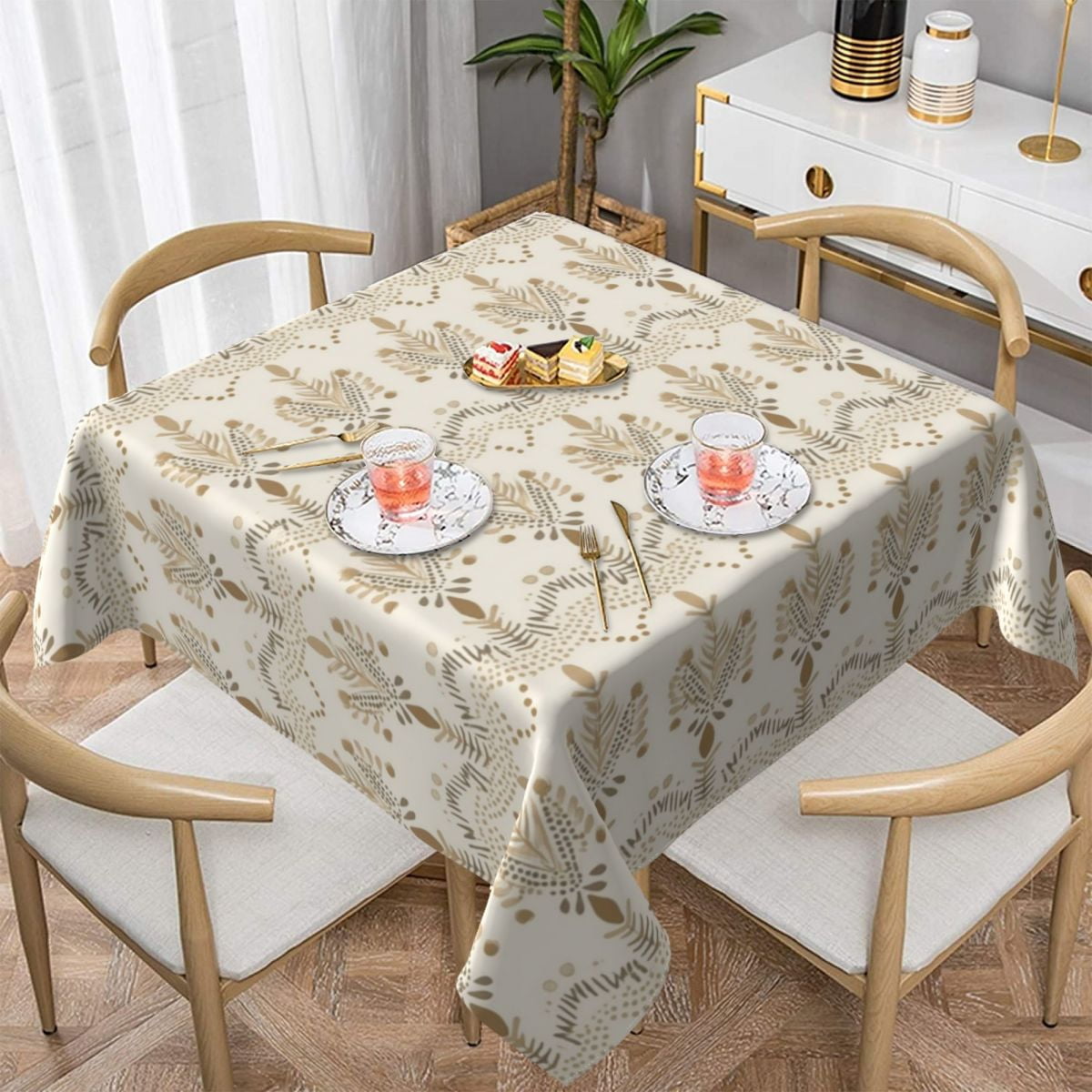 Washable General Floral Print Polyester Square Tablecloth 54x54 ...