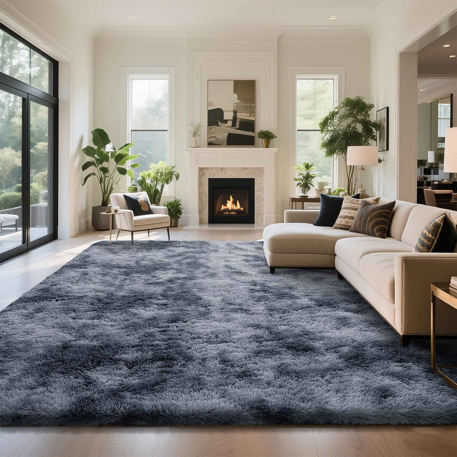 General Fluffy Rug Shag Area Rug, Mottling Dark Grey 9x12 Area Rugs for ...