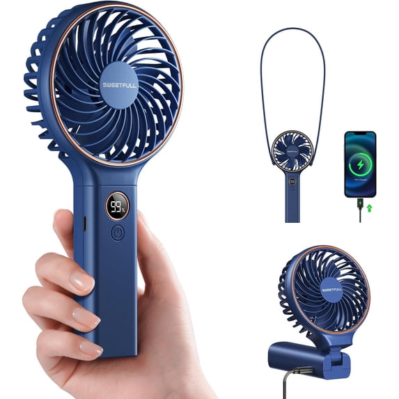 General Handheld Portable Fan, 5000mAh Rechargeable Battery, 6 Speed ...