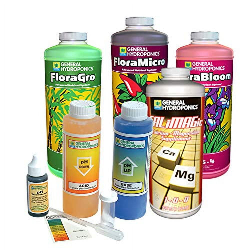 General Hydroponics Flora Grow, Micro, Bloom, Calimagic Quart with pH ...