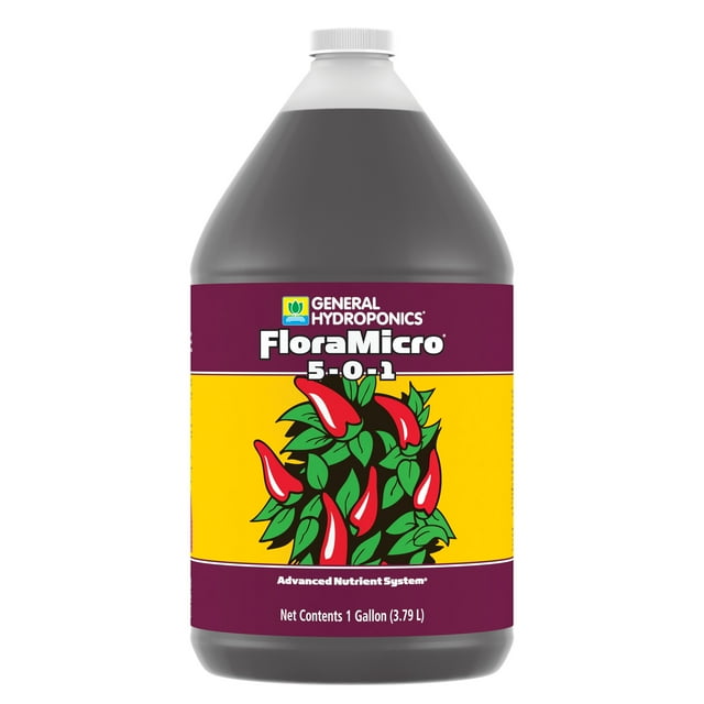 General Hydroponics FloraMicro 5-0-1, Advanced Nutrient System, 1 gal ...