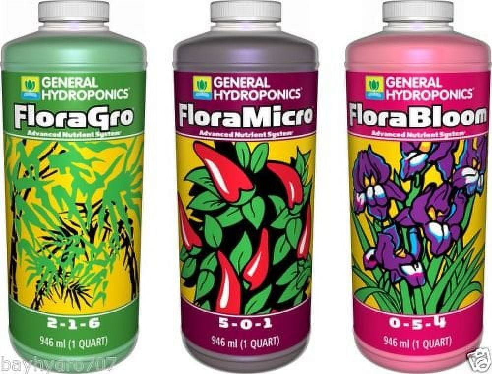 General Hydroponics Flora Series Trio Nutrient Fertilizer: FloraMicro ...