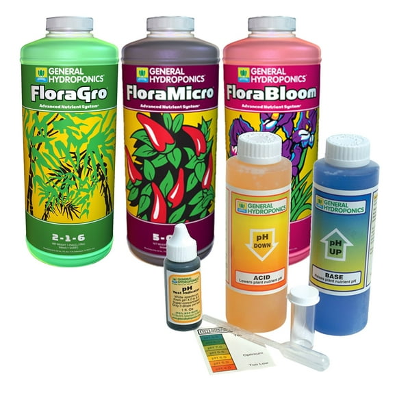 General Hydroponics Flora Grow Bloom Micro Combo Fertilizer Set