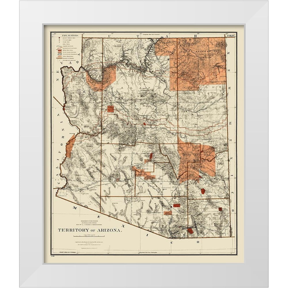 General Land Office 15x17 White Modern Wood Framed Museum Art Print ...
