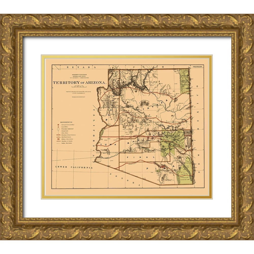 General Land Office 30x26 Gold Ornate Wood Framed with Double Matting ...
